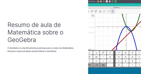 Resumo de aula de Matemática sobre o GeoGebra