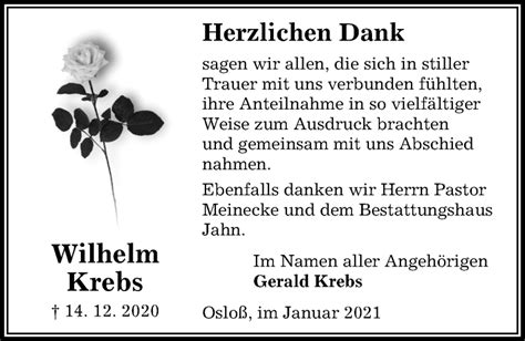 Traueranzeigen Von Wilhelm Krebs Trauer Anzeigen De
