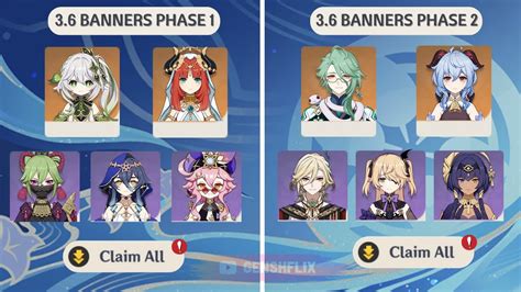 OFFICIAL 3 6 Banners Genshin Impact 5 4 Stars Characters And Weapon