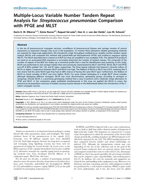 pdf multiple locus variable number tandem repeat analysis for streptococcus pneumoniae
