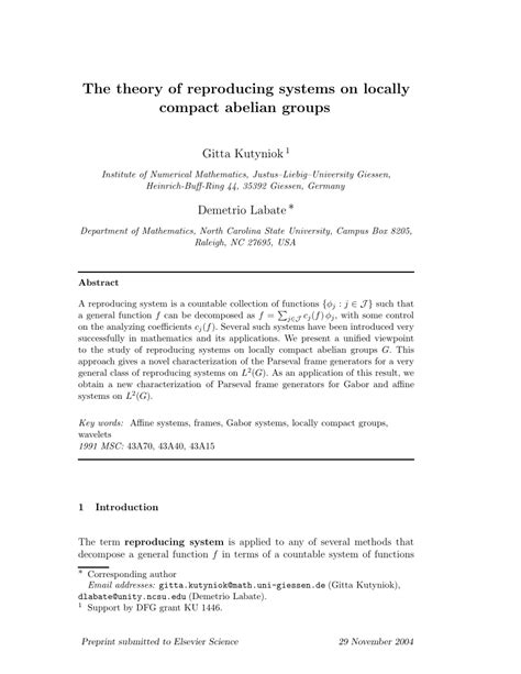 pdf the theory of reproducing systems on locally compact abelian groups
