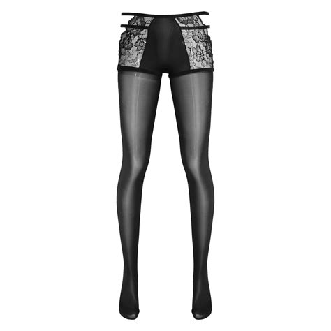 Uk Mens Oil Sheer Closed Toe Pantyhose Floral Lace Ultra Thin Tights Stockings Ebay