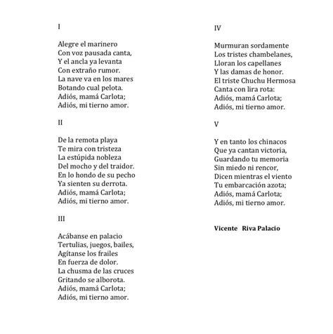 La Letra Completa De La Canci N Adios Mam Carlota Escrita Por