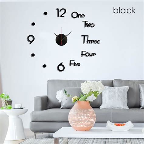 22 noir de 100 cm d épaisseur Grande Horloge murale lumineuse à Quartz