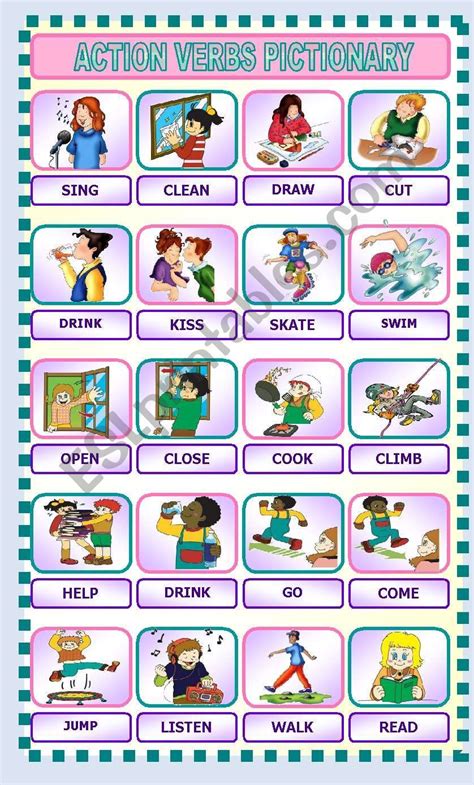 Action Verbs Pictionary Esl Worksheet By Dana Dana In Action
