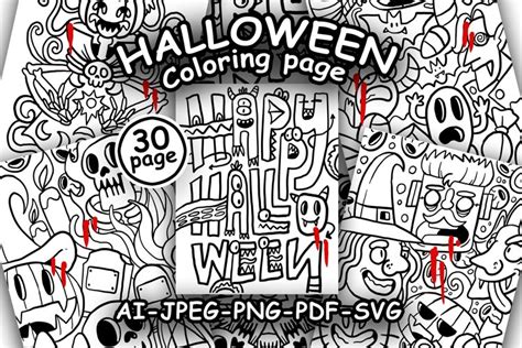Halloween Doodle Coloring Page