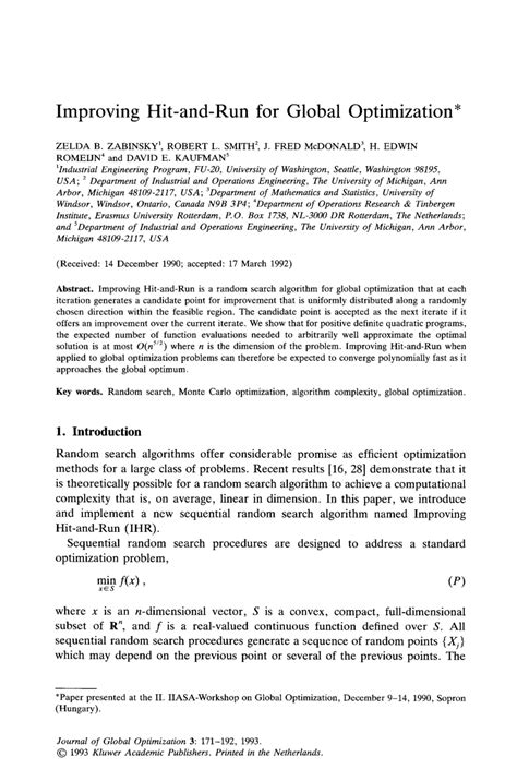 pdf improving hit and run for global optimization journal of global optimization 3 171 192
