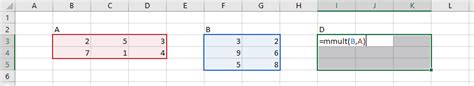 mmult excel function for matrix multiplication engineerexcel