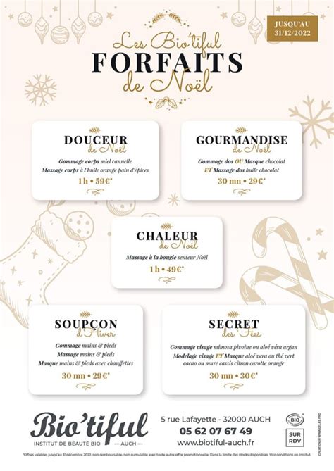 Les Bio tiful Forfaits de Noël sont arrivés à l institut de beauté Auch