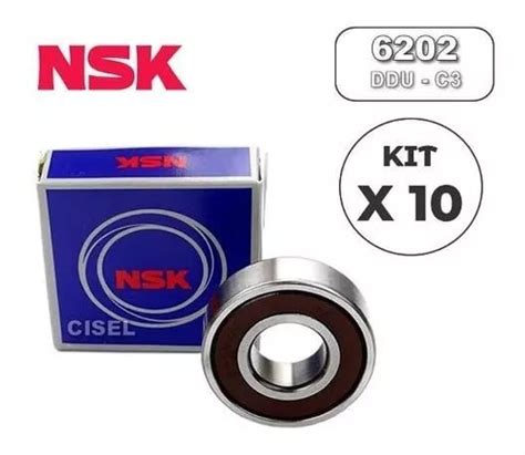 Kit 10 Rolamentos 6202 Ddu 2rs C3 Nsk Original Parcelamento Sem Juros