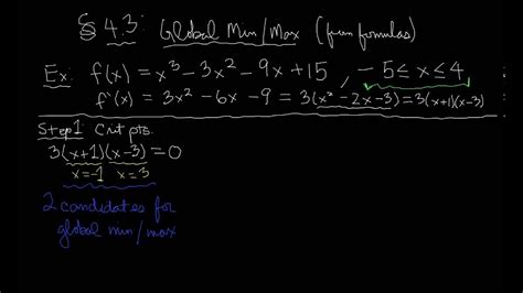 4 3 2 find global min s max s given formula youtube