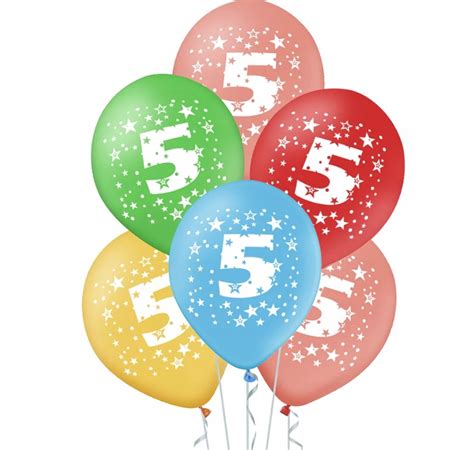 BALONY KOLOROWE Z CYFRĄ 5 PIĘĆ URODZINOWE 5szt 12967240902 Allegro pl