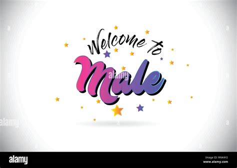 Male Welcome To Word Text With Purple Pink Handwritten Font And Yellow