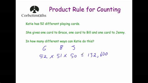 product rule for counting corbettmaths youtube