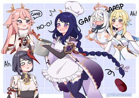 Raiden Shogun Lumine Yae Miko Paimon And Kujou Sara Genshin Impact