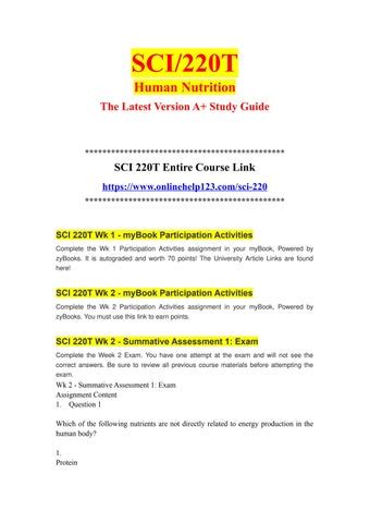 SCI 220T Wk 3 Summative Assessment 2 Exam Https Onlinehelp123