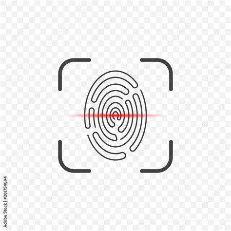 Icon Of A Fingerprint Scanner On A Transparent Background With A Red