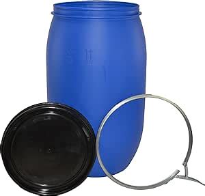 ITP Packaging 220 Litre Plastic Blue Open Top Storage Barrel Drum Keg