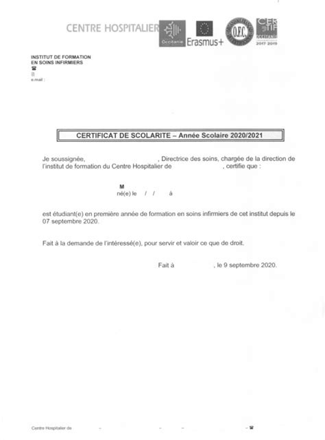 Attestation De Scolarite