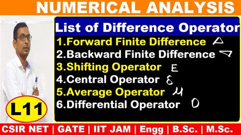 11 list of finite difference operator forward backward shifting central average