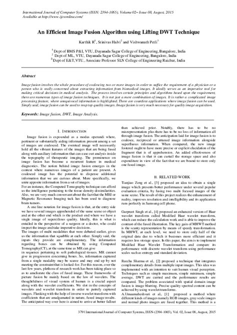 pdf an efficient image fusion algorithm using lifting dwt technique editor ijcs
