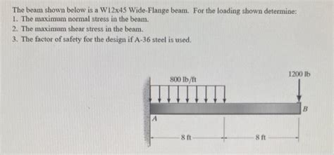 Solved The Beam Shown Below Is A W12x45 Wide Flange Beam Chegg