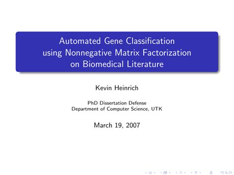 automated gene classification using nonnegative matrix factorization on biomedical literature