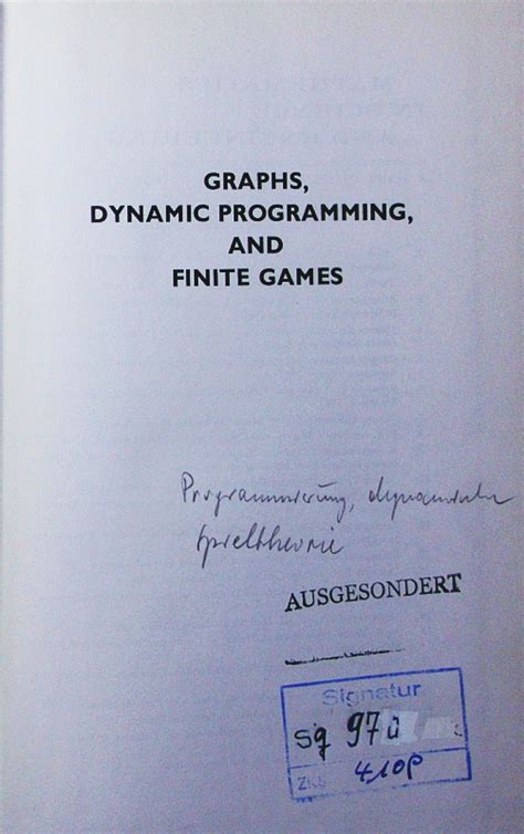 graphs dynamic programming and finite games by kaufmann a 1967 antiquariat bookfarm
