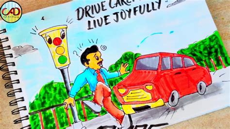 Easy Poster On Road Safety With Slogan Poster Making On Traffic Rules