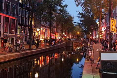 Premium Photo Red Light District In Amsterdam The Netherlands At Evening