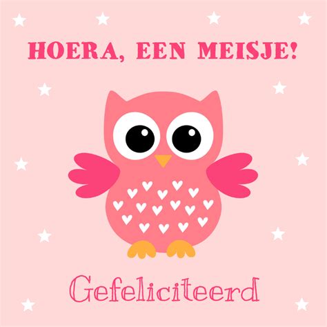 Felicitatie Geboorte Meisje Uiltje Kaartje2go