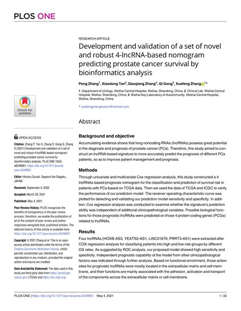 pdf development and validation of a set of novel and robust 4 lncrna based nomogram predicting