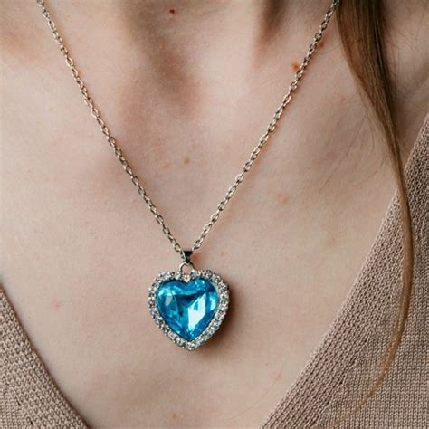Titanic Blue Heart Pendant Wedding Diamond Heart Necklace Etsy Uk