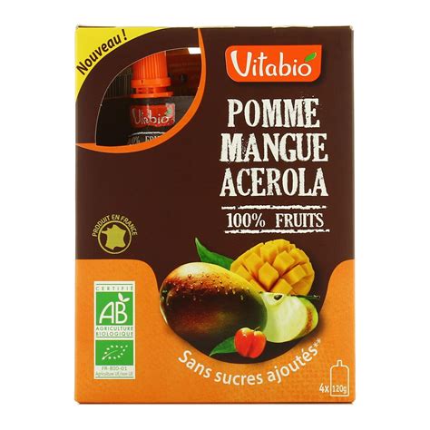 Vitabio Cool Fruits Pomme mangue acérola Bio Purée de Fruits en