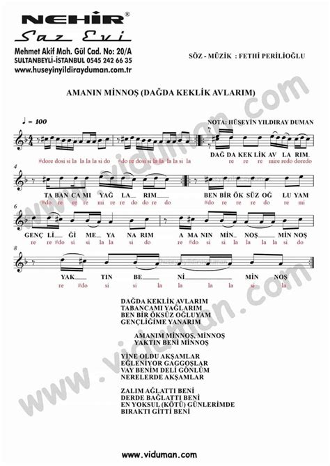 Amanın Minnoş Notaları Nota Nehri