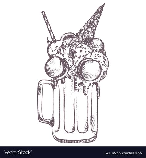 Sketch Of Milkshake Royalty Free Vector Image VectorStock