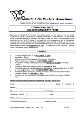 Fillable Online Coaches Candidate Form Doc Fax Email Print PdfFiller