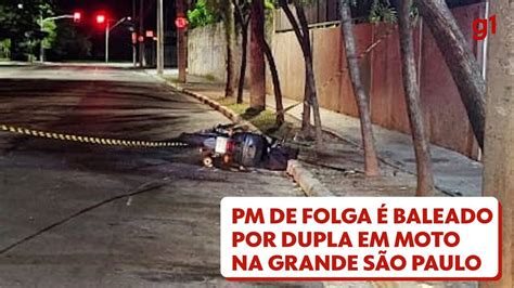 Vídeo PM de folga é baleado por dupla em moto na Grande SP São Paulo