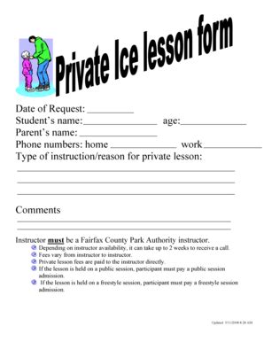 Fillable Online Fairfaxcounty Private Lesson Ice Form Doc