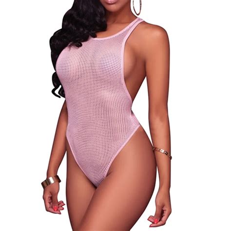 Echoine Transparent Mesh One Piece Swimsuit Solid 2017 Summer New Sexy
