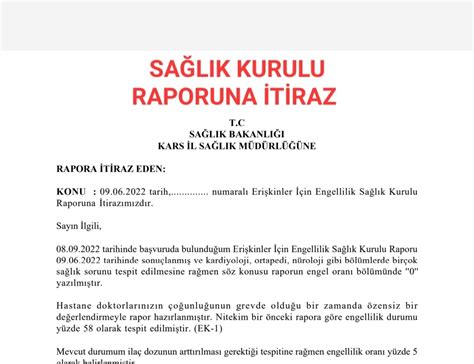 Sağlık Kurulu Raporuna İtiraz Dilekçesi