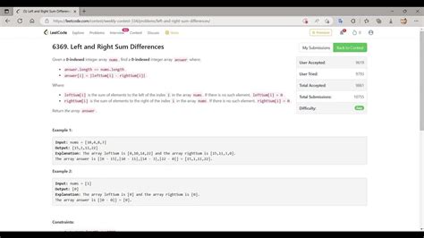 6369 left and right sum differences leetcode youtube