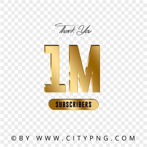 Thank You 1 Million Subscribers Gold Effect HD PNG Citypng