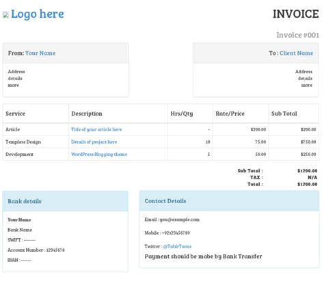invoice template bootstrap invoice example