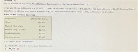 The Tax Formula For Individuals Filing Status And Chegg