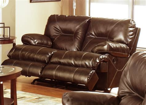 CatNapper Cortez Bonded Leather Dual Rocking Reclining Loveseat Brown
