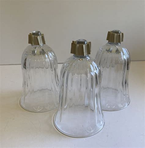 Set Of 3 Vintage Homco Clear Glass Peg Votive Holder Ribbed Sides