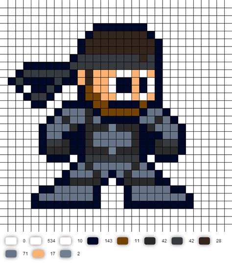 Solid Snake Perler Bead Pattern Metal Gear Modern Cross Stitch Cross