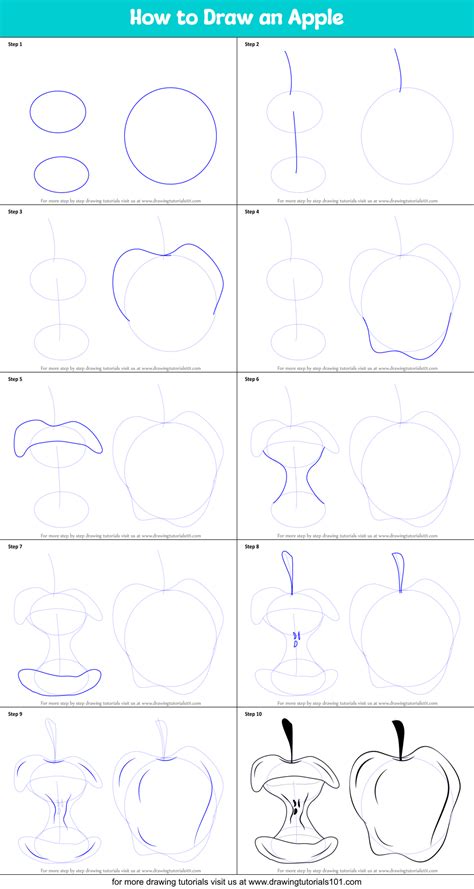 How To Draw An Apple Printable Step By Step Drawing Sheet