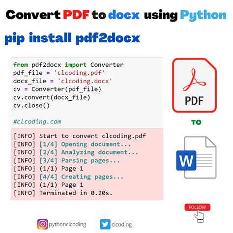 python coding on twitter convert pdf to docx using python